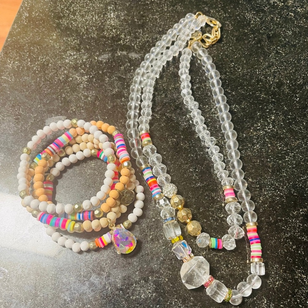 Pink Panache Necklace And Bracelets - Gem